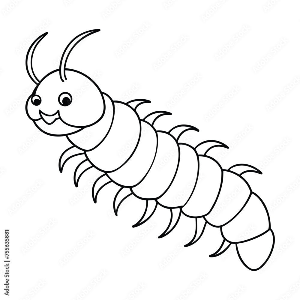 Centipede illustration coloring page for kids Stock Vector | Adobe Stock
