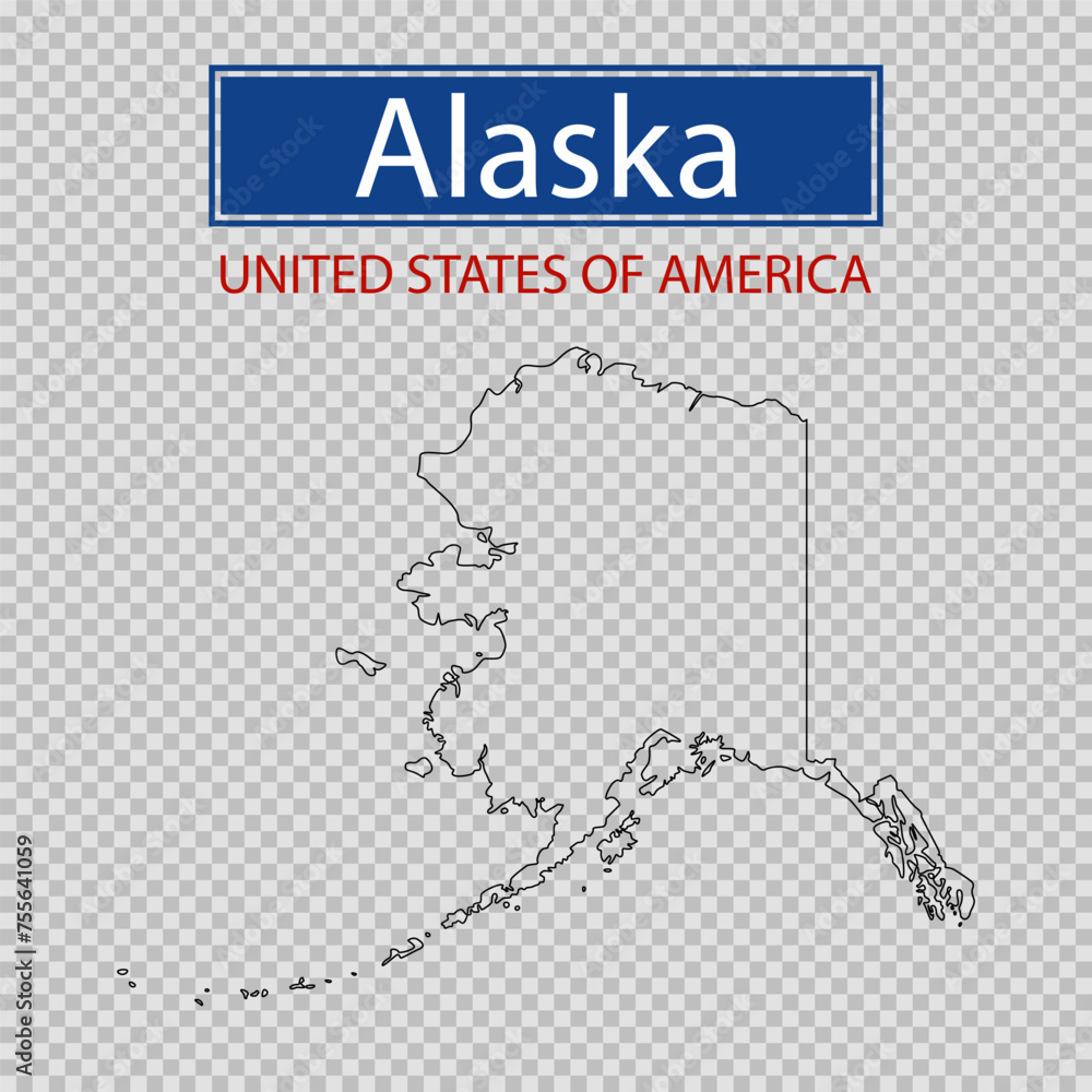 Alaska state outline map, United States of America line icon, map ...