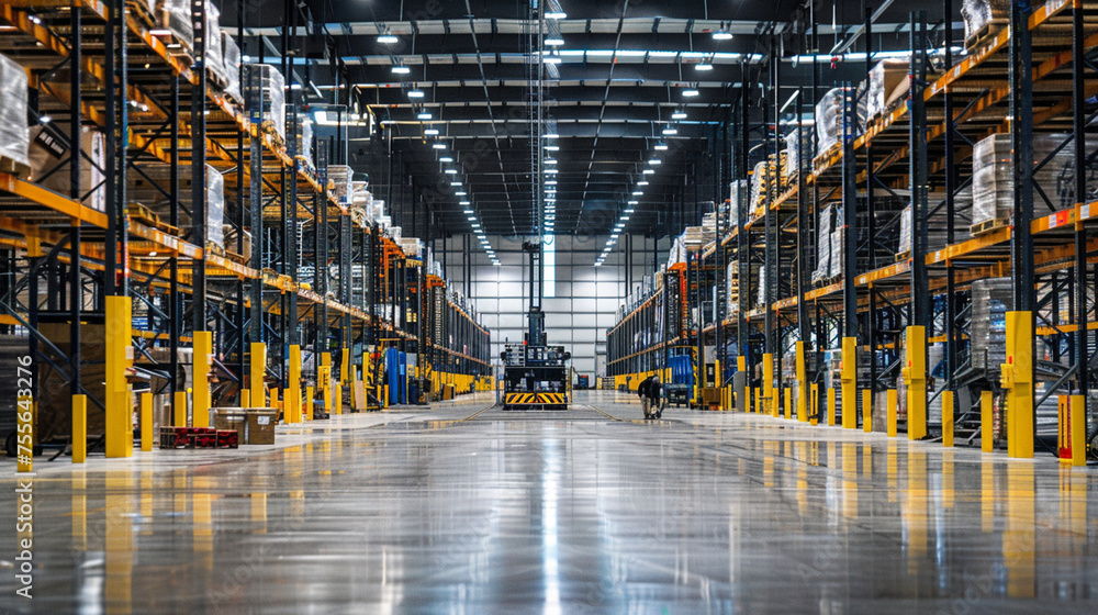 Amidst the expansive interior of the warehouse, workers immerse ...