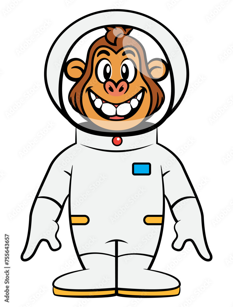 Cute Monkey cartoon characters wearing Astronaut costume and floating ...