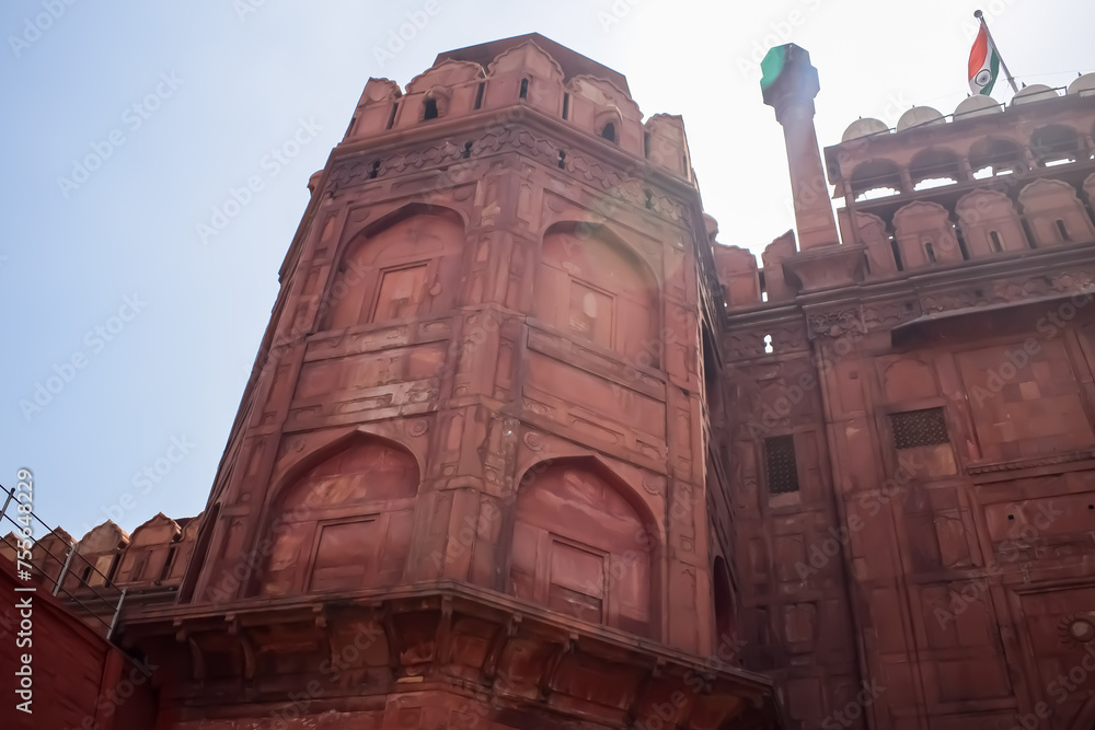 Architectural details of Lal Qila - Red Fort situated in Old Delhi ...