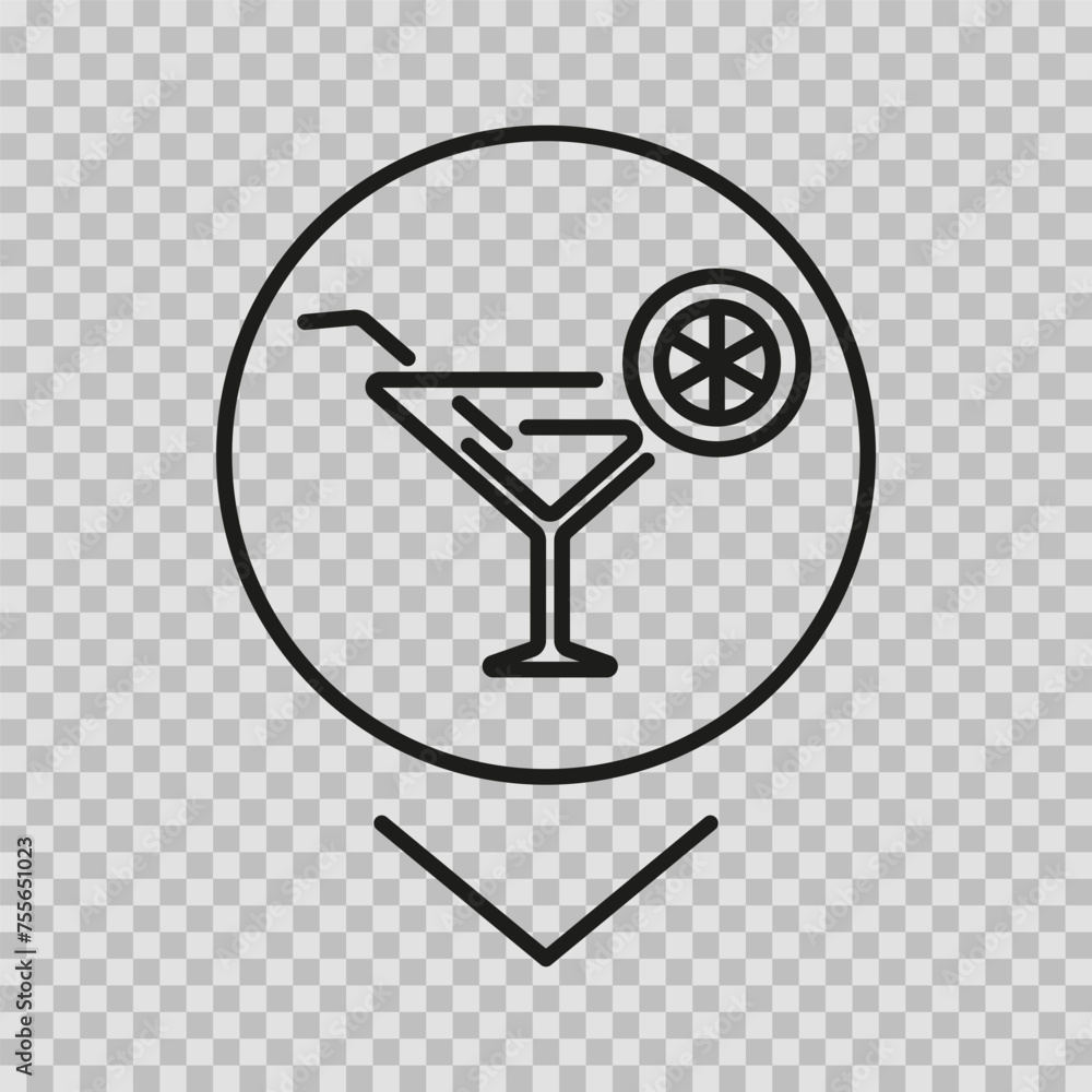 Roadside restaurant label, icon vector editable stroke, location on the ...
