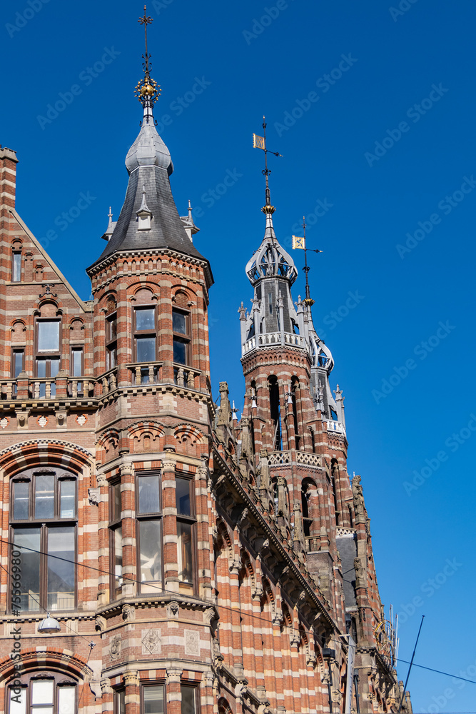 Architectural detail of Neo-Gothic Magna Plaza building (1899). Magna ...