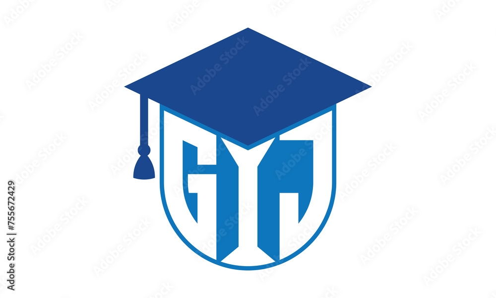 GIJ initial letter academic logo design vector template. school college ...