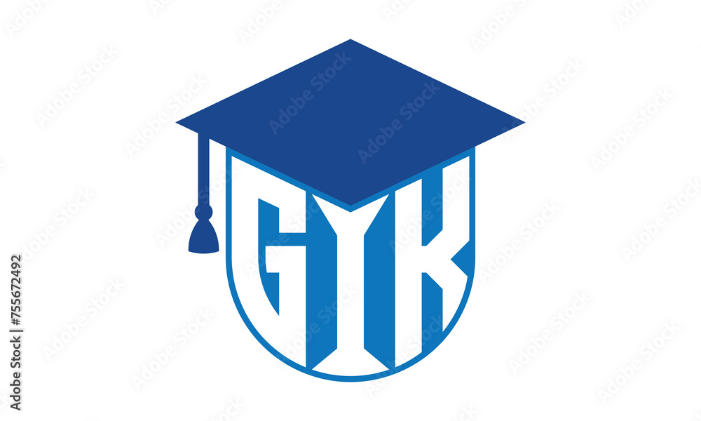 GIK initial letter academic logo design vector template. school college ...