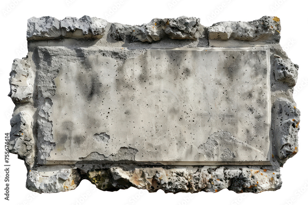 old stone sign plate isolated on transparent background, cut out Stock ...