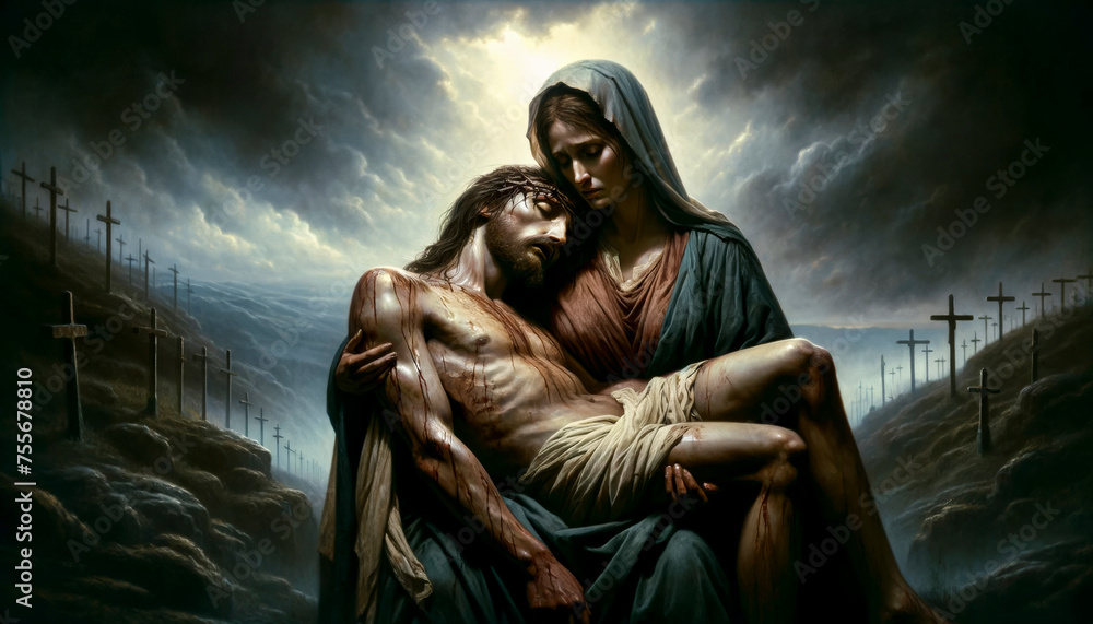 The Blessed Virgin Mary, Holding Jesus Christ's Lifeless Body, Freed ...