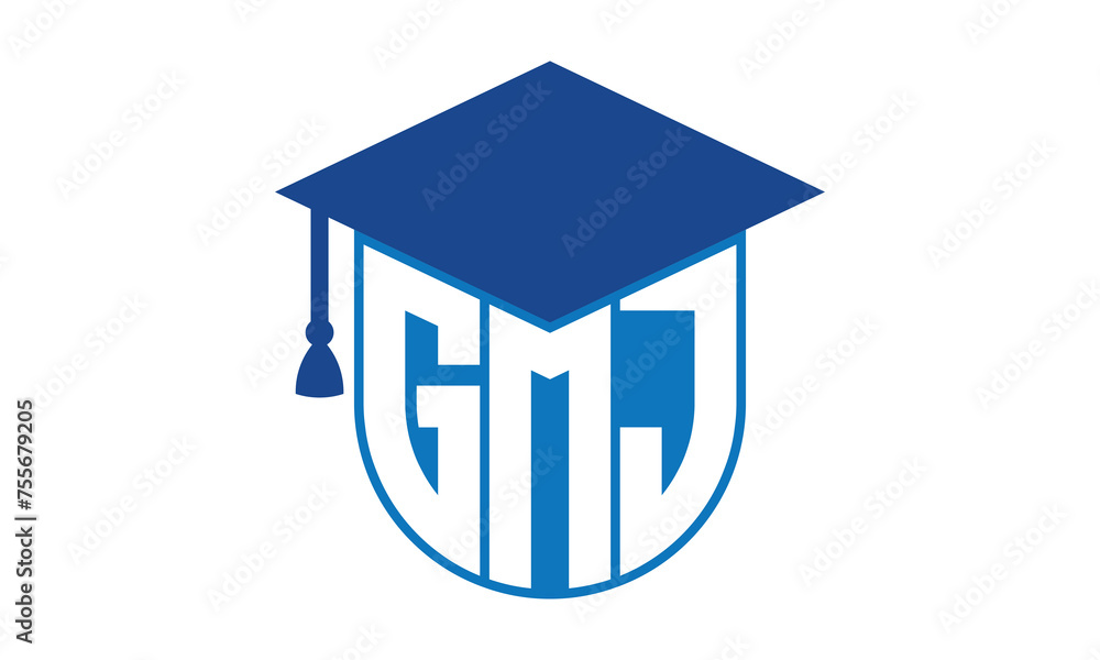 GMJ initial letter academic logo design vector template. school college ...