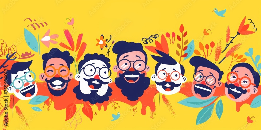 Funny smiling faces with mustaches and candy for April Fool's Day ...