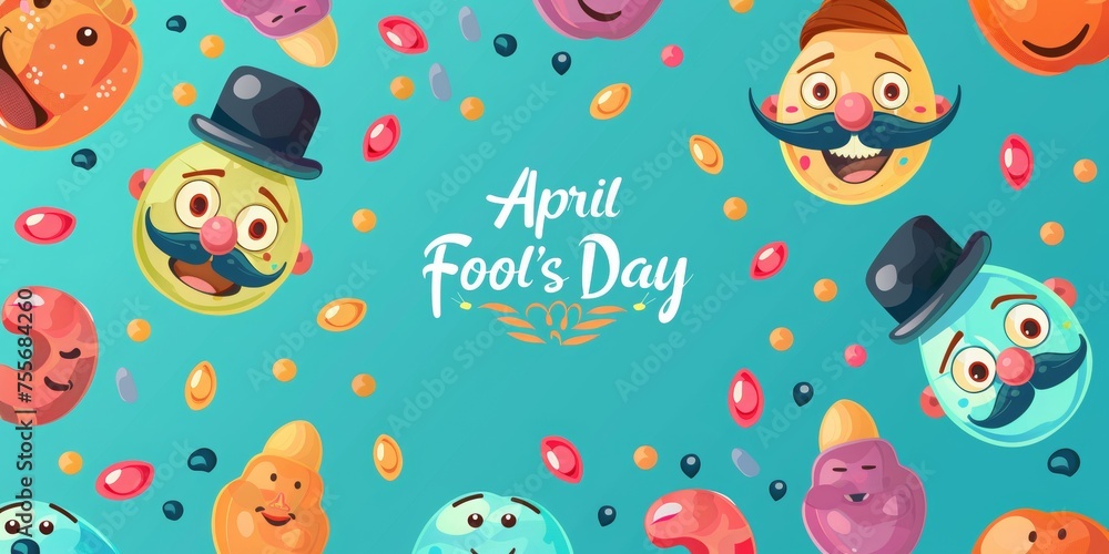 Funny smiling faces with mustaches and candy for April Fool's Day ...