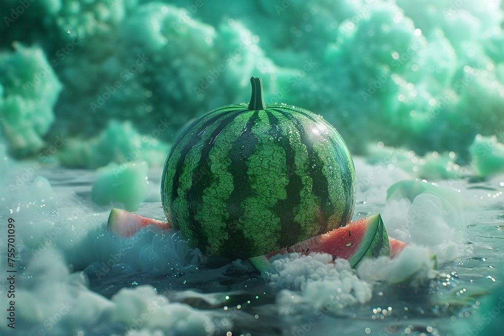 3D Illustrate of Traverse the depths of infinity as a Watermelon keeper ...
