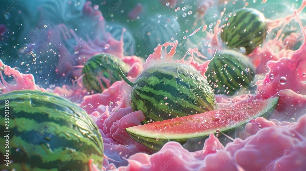3D Illustrate of Traverse the depths of infinity as a Watermelon keeper ...