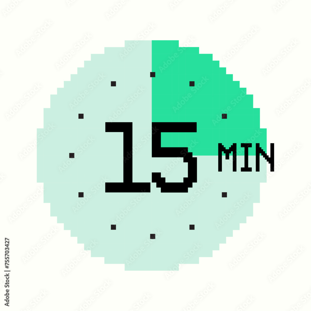 Stockvector 8-bit design with 15-minutes Timer composed of square ...