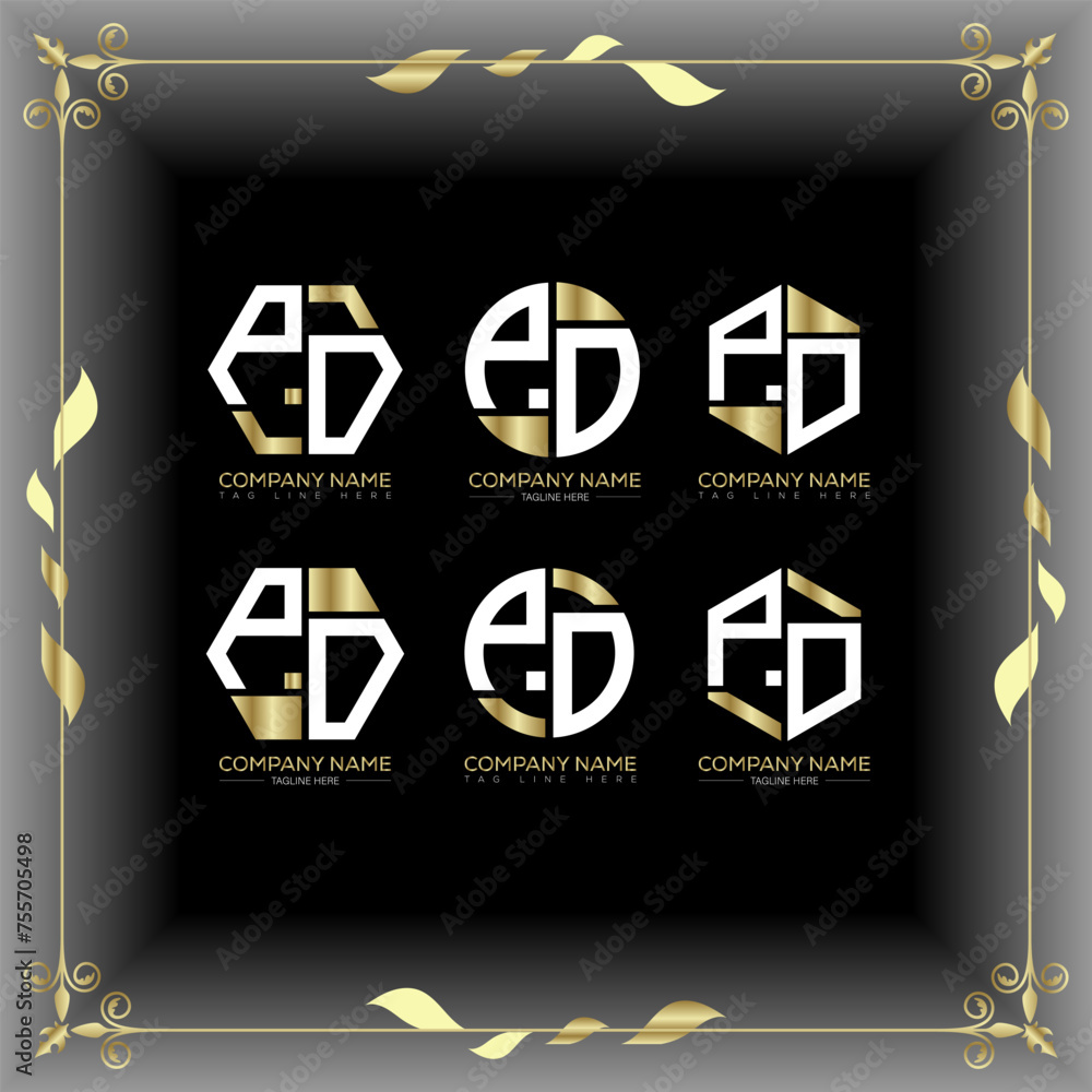 PO letter luxury logo set design.PO monogram polygonal and circle shape ...