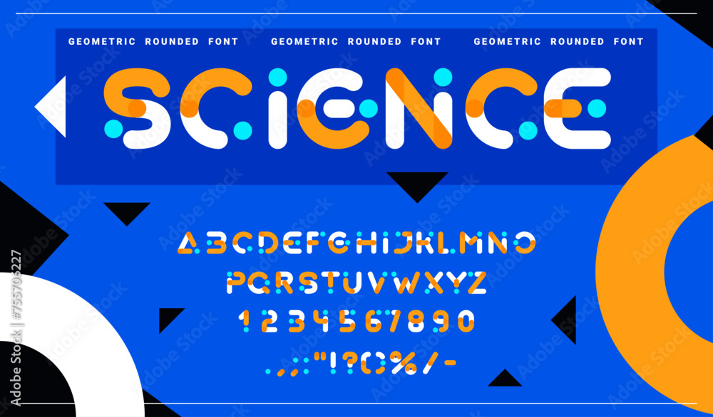 Abstract geometric font, creative future typeface and modern techno ...