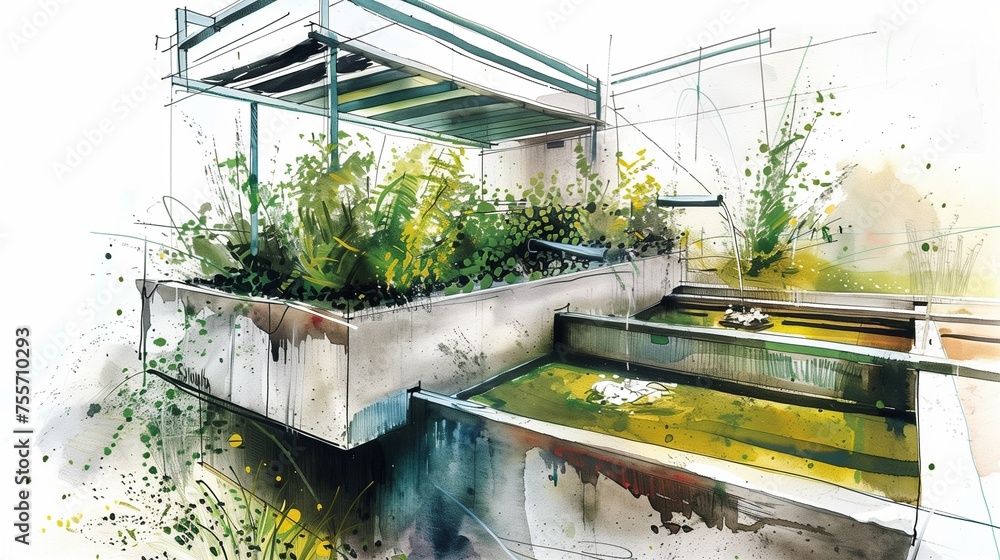 An illustrative sketch of a rainwater harvesting system, showcasing the ... An illustrative sketch of a rainwater harvesting system, showcasing the ...
