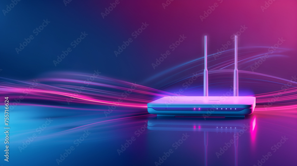 modern white router for home Internet and television networks, online ...