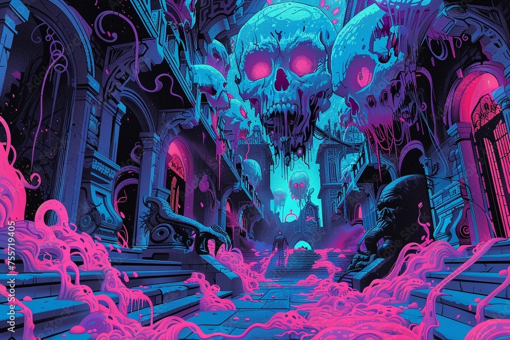 Pop Art of Amidst the twisted corridors of the digital maze the heroes ...