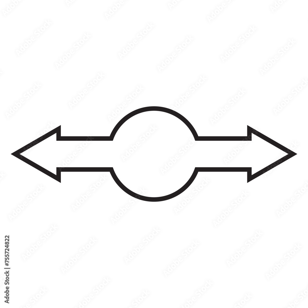 Rounded bullet point circle, double arrow with stroke line. A two-way ...