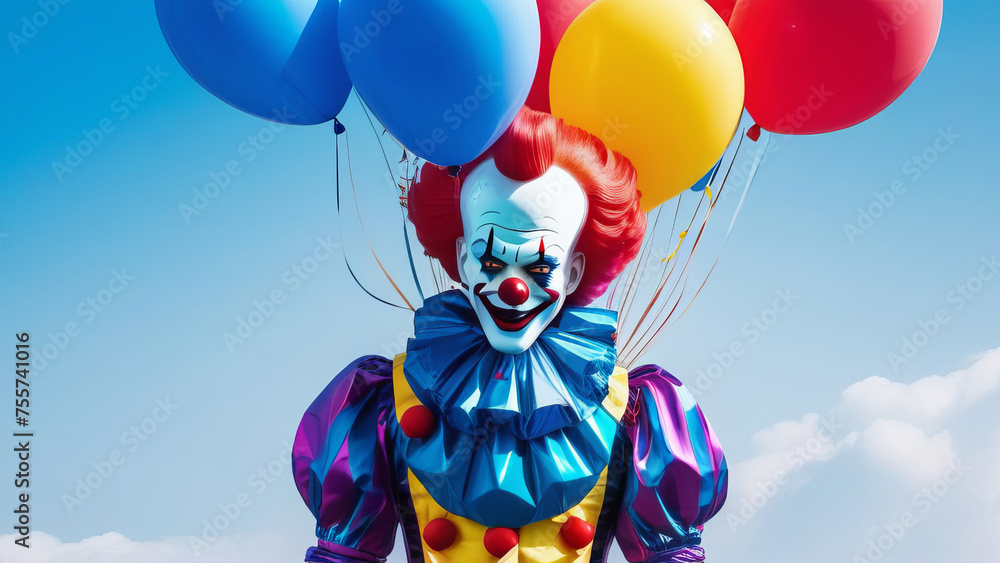 Sinister looking clown. Mask of a Clown. Evil, bloody clown. A creepy ...