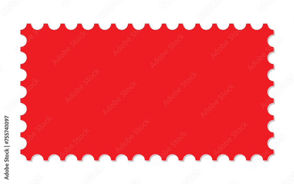 Postage stamp blank with perforated border. Paper postcard of square ...