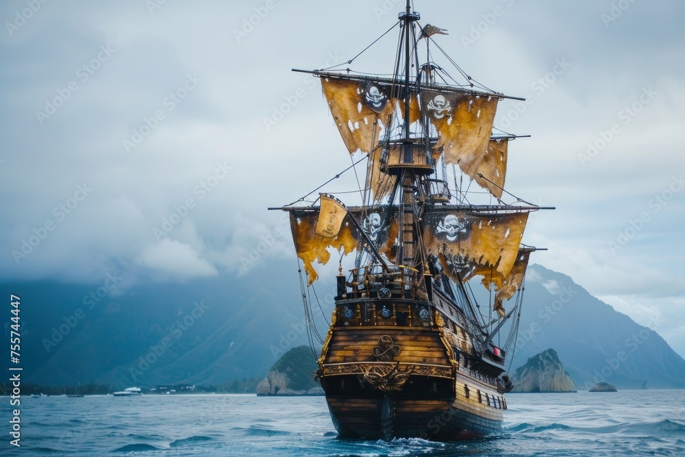 The pirate ship, feared by many, was known for its swift attacks and ability to outrun the Royal ...