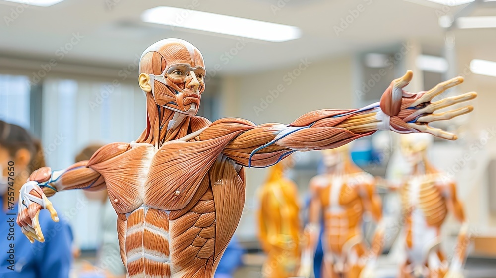 Detailed 3d human muscle model stretching in clinical lab environment ...