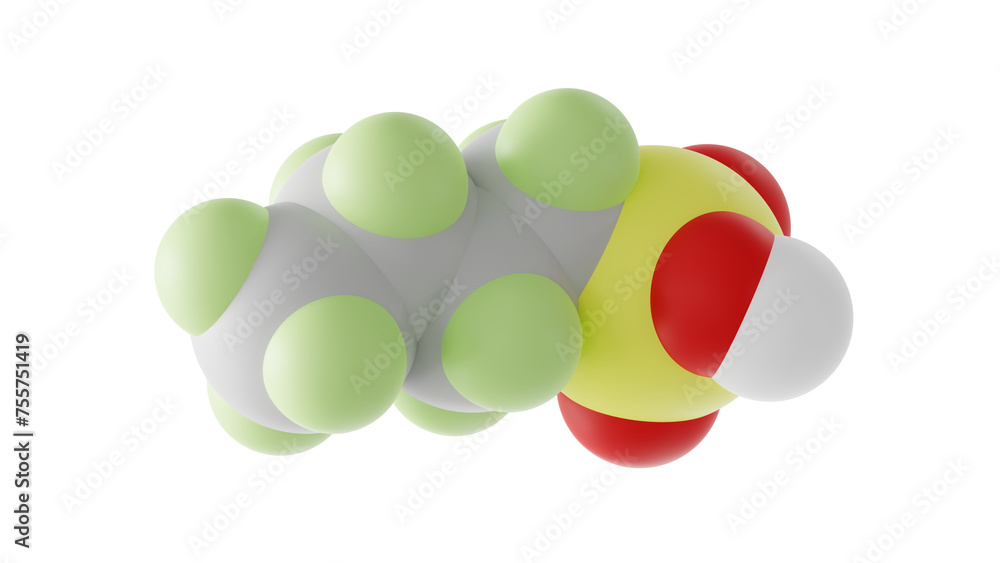 perfluorobutanesulfonic acid molecule, pfbs, molecular structure ...
