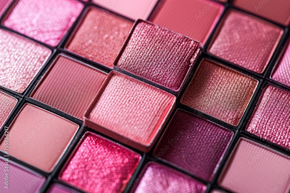 Elegant background with a mosaic of square eye shadow palettes in soft ...