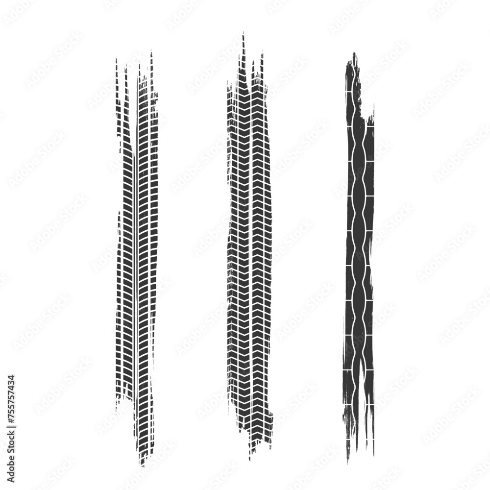 Grunge Off-road Tire Tracks And Marks. Vector Tire Impressions From ...