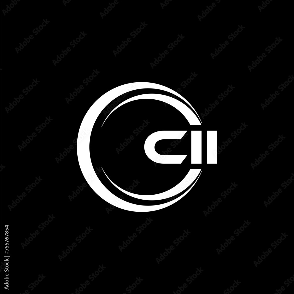 CII letter logo design with black background in illustrator, cube logo ...