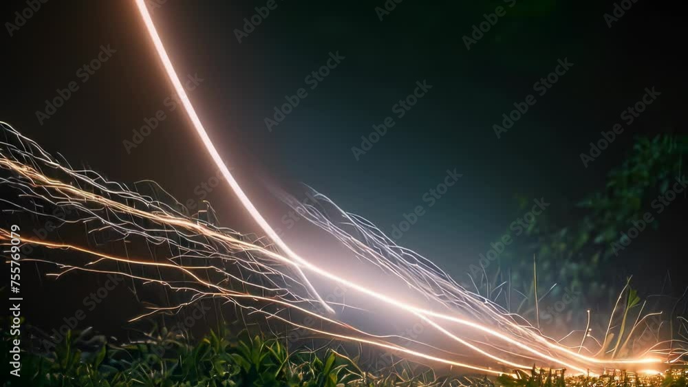 Video animation of dynamic scene of light trails, possibly created by ...