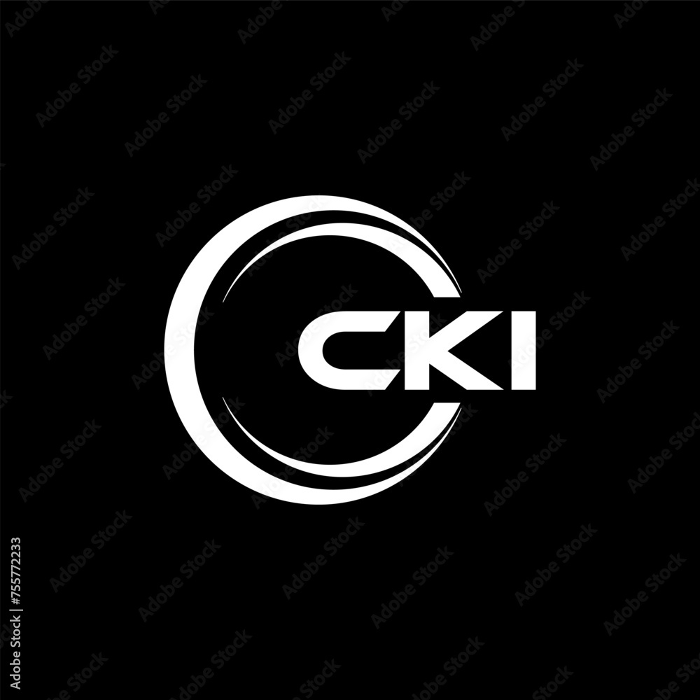 CKI letter logo design with black background in illustrator, cube logo ...