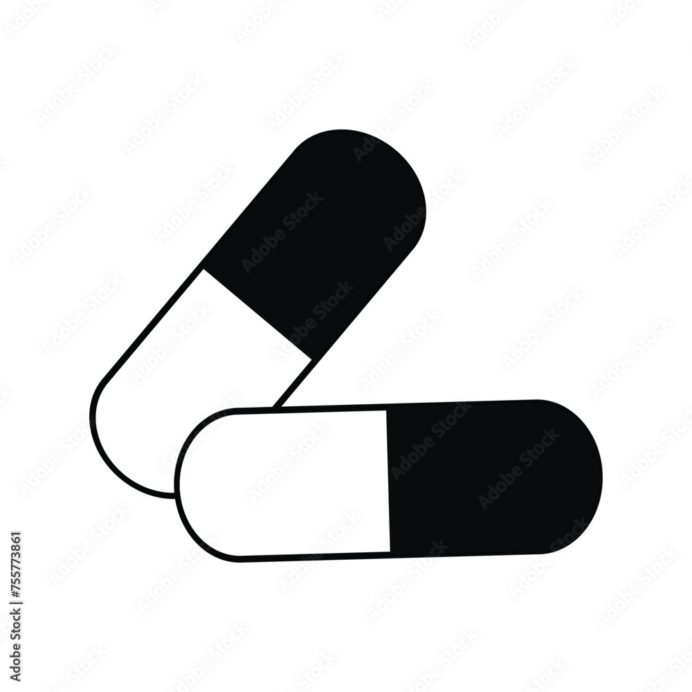Capsule pill medicine - vector. Pill Capsule Vector Icon. The shape of ...