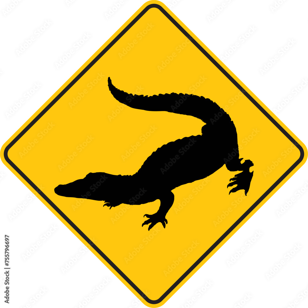 traffic sign wildlife crocodile,Lizard Silhouette, alligator crossing ...