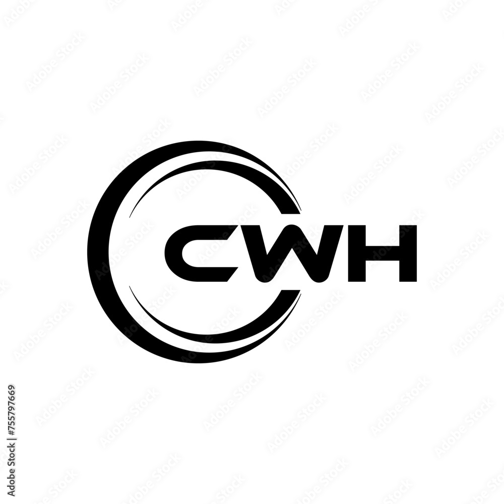 CWH letter logo design with white background in illustrator, cube logo ...