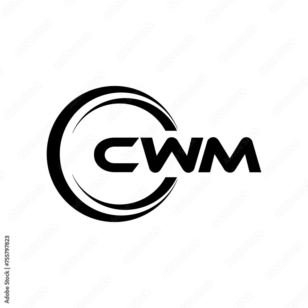 CWM letter logo design with white background in illustrator, cube logo ...