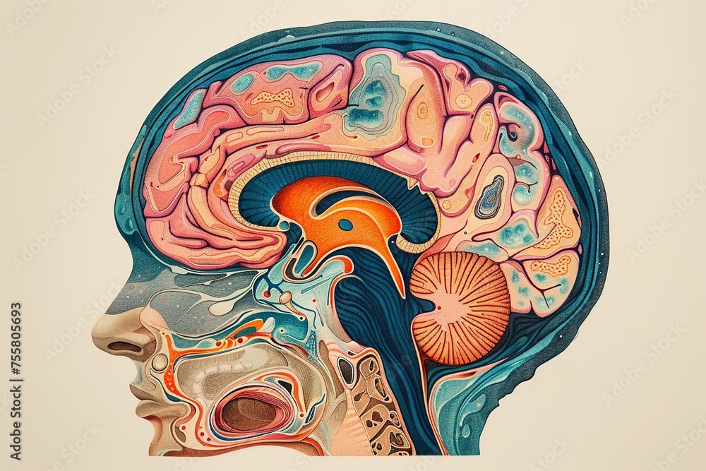 This detailed illustration showcases the brain's limbic system ...