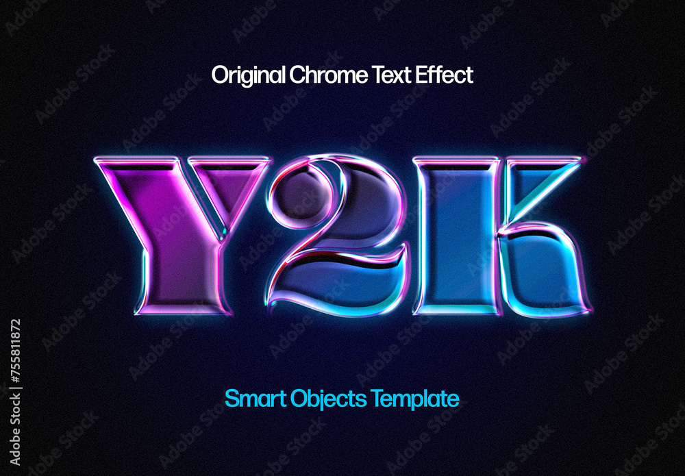 Y2K Chrome Text Effect Mockup Stock Template | Adobe Stock