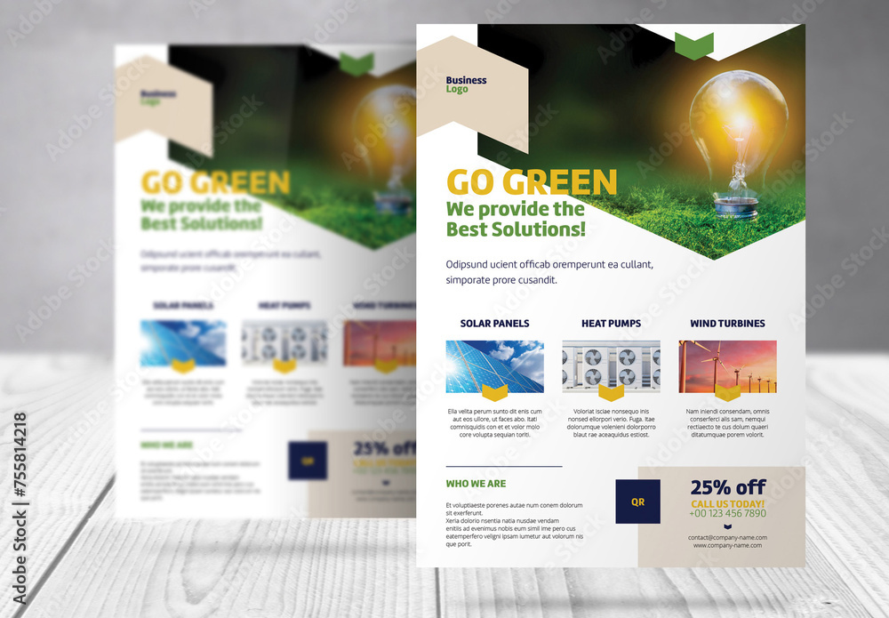Clean and Green Energy Flyer Template Stock Template | Adobe Stock