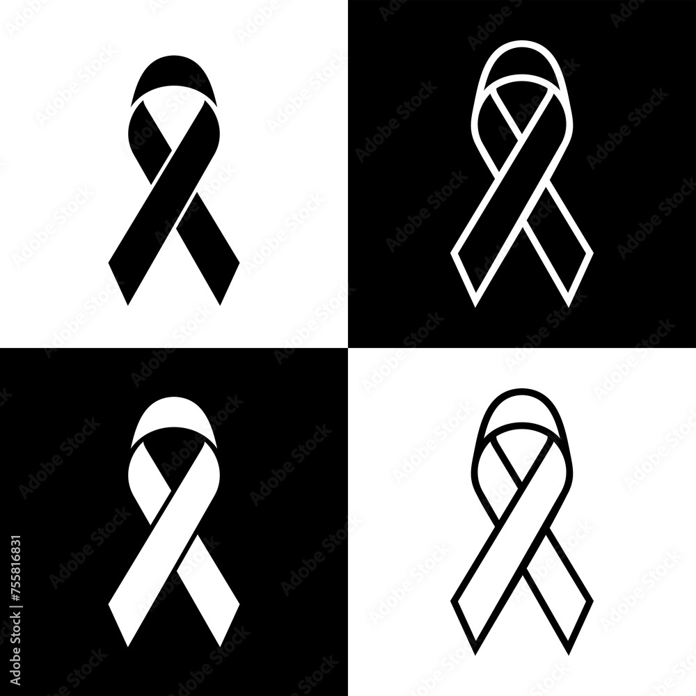 Awareness ribbon icon set. Symbolic (notification) ribbon icon. A piece ...