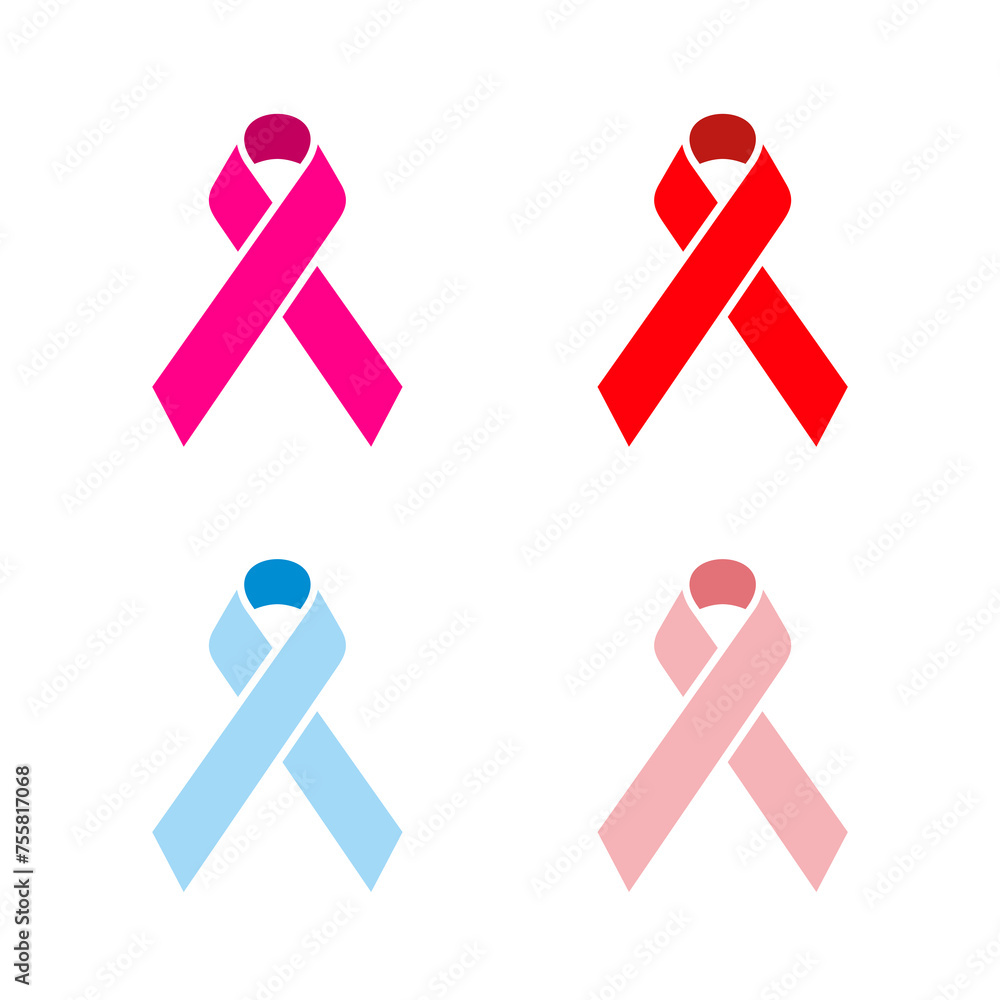 Awareness ribbon icon set. Symbolic (notification) ribbon icon. A piece ...