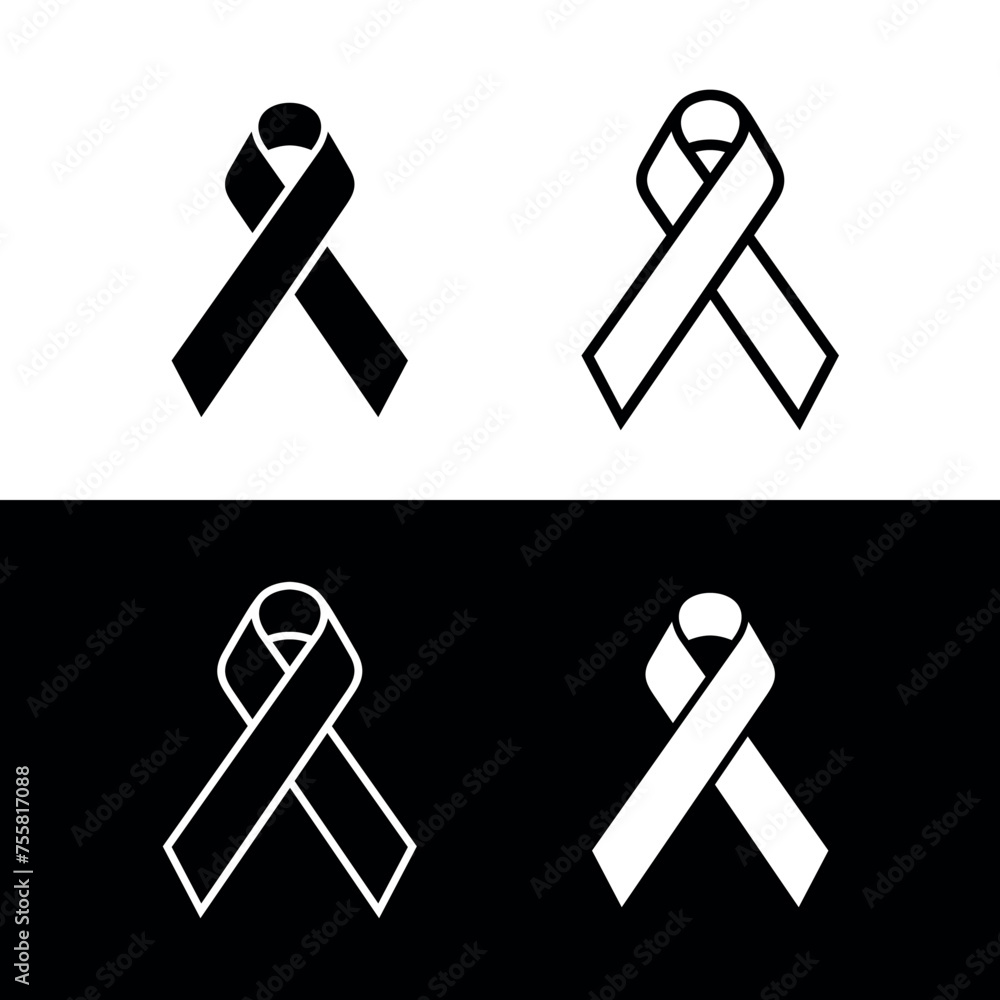 Awareness ribbon icon set. Symbolic (notification) ribbon icon. A piece ...
