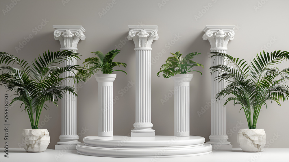 Background podium column 3d roman luxury greek white ancient display ...