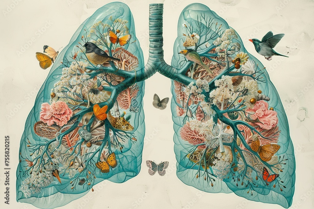 This interactive diagram vividly simulates the breathing mechanics ...