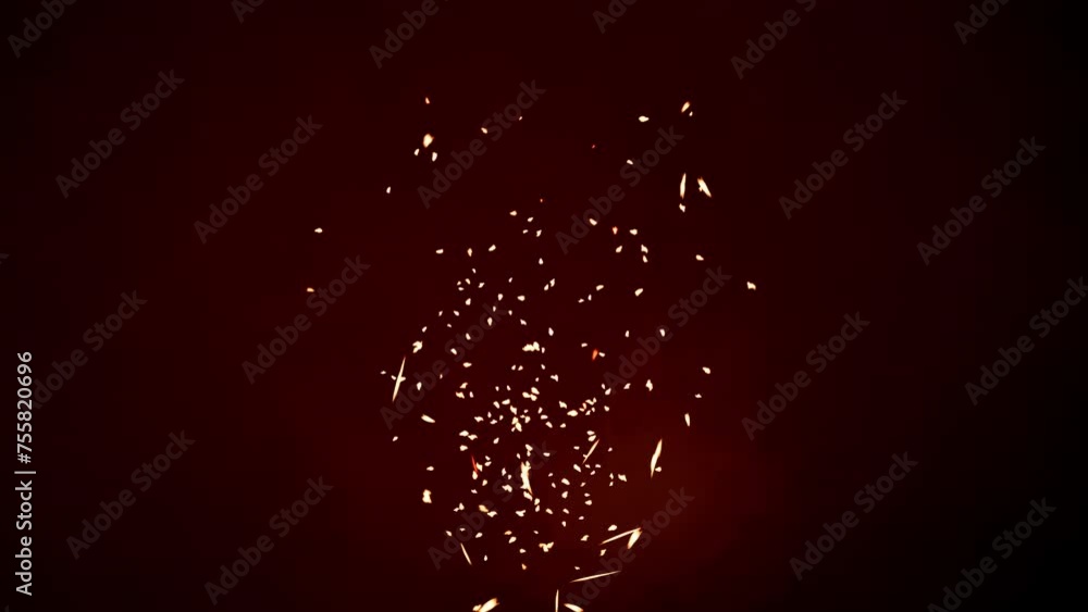 Flying flaming fire particles isolated on transparent background by ...