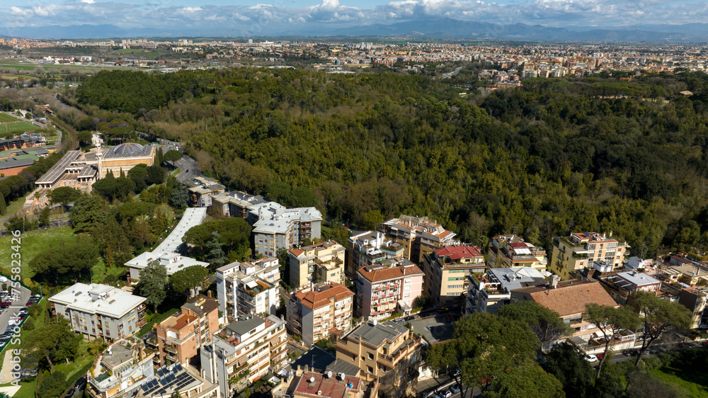 Aerial view of the Mosque of Rome, the largest mosque in the Western ...