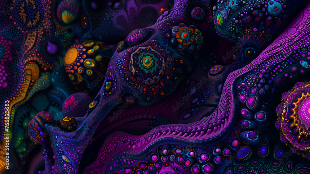 Saturated colorful mad abstract background, random different shapes and ...