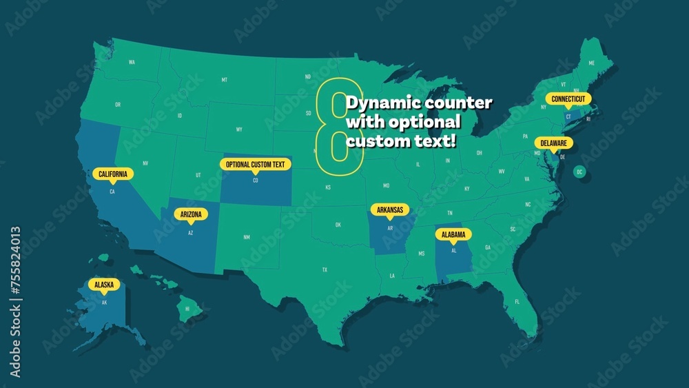 Interactive Animated US Map Template for After Effects with Dynamic ...