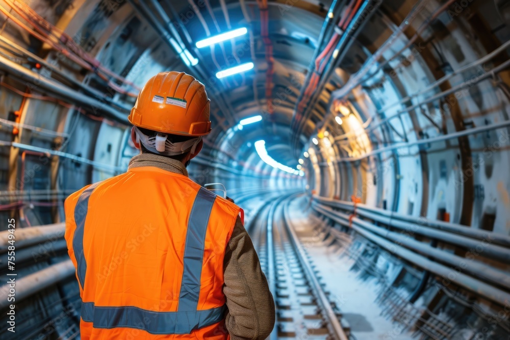 Orange Safety Vests for Underground Drilling and Construction in Subway ...